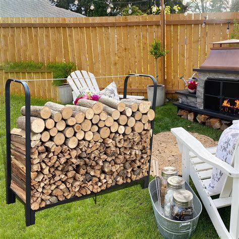 Arlmont And Co 4 1ft Firewood Log Rack With Cover Outdoor Heavy Duty