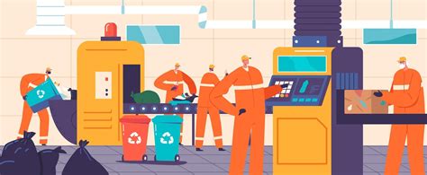 Premium Vector Worker Characters At Garbage Processing Collecting