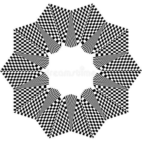 Checkered Circular Element Abstract Monochrome Graphic With Squared Checkered Pattern Stock