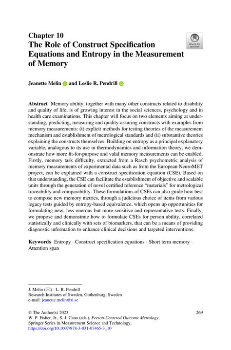 Pdf The Role Of Construct Specification Equations And Entropy In The Measurement Of Memory