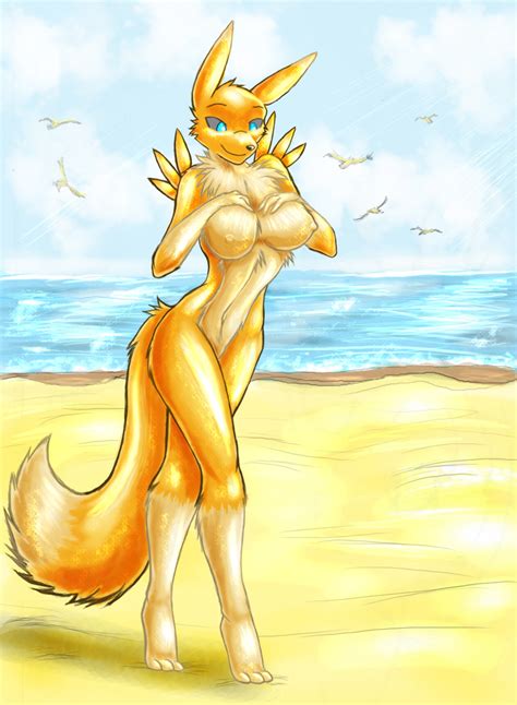 Rule 34 Anthro Breasts Closed Mouth Color Cyan Eyes Digimon Female