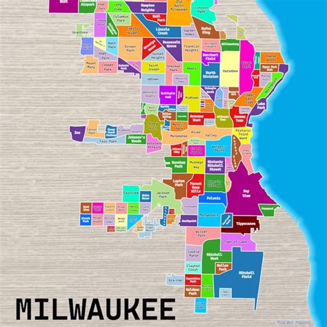 Milwaukee Neighborhoods Poster Map Etsy