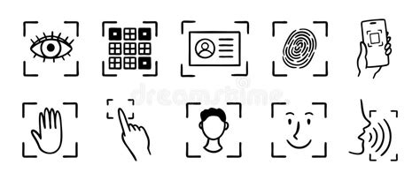 Biometric Scanning Icon Set Identification Individual By Eye
