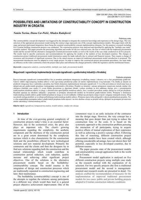 PDF Possibilities And Limitations Of Constructability Concept In Construction Industry In Croatia