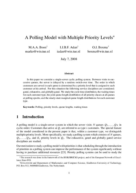 Pdf A Polling Model With Multiple Priority Levels
