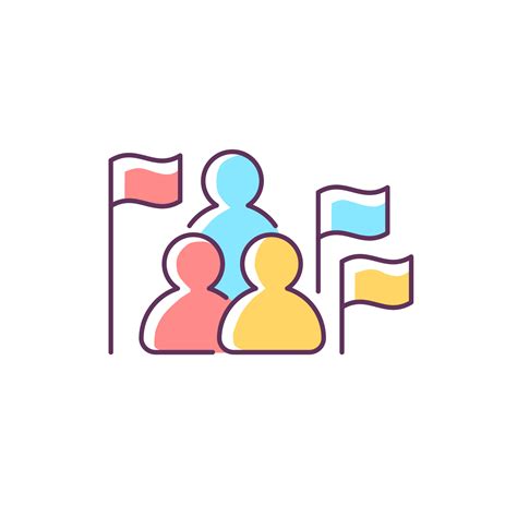 Icono De Color Rgb De Estudios Sociales Grupo De Personas Banderas