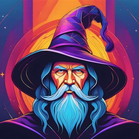 Premium Photo Illustration Of A Wizard In A Magic Hat On A Colorful