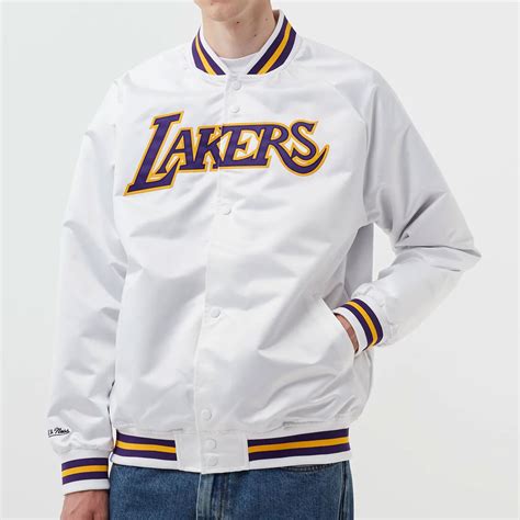 Black Full Snap Satin Los Angeles Lakers Lightweight Jacket Jackets