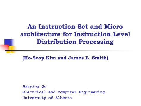 ppt an instruction set and micro architecture for instruction level