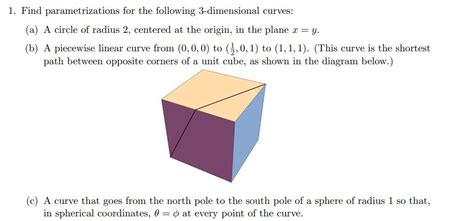Solved Find Parametrizations For The Following Chegg