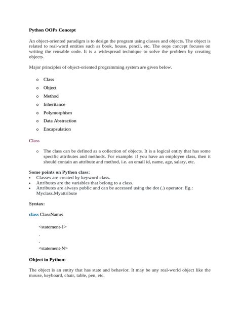 Python Oops Concept Pdf