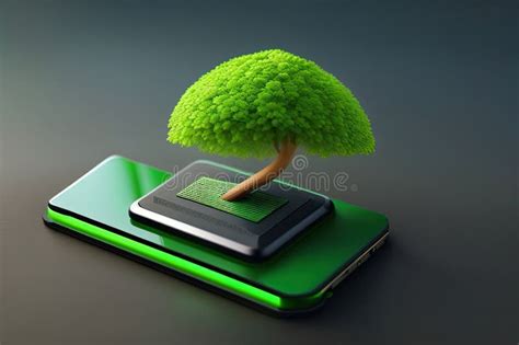 Tree Grow From Computer Chip Cpu Generative Ai Stock Illustration