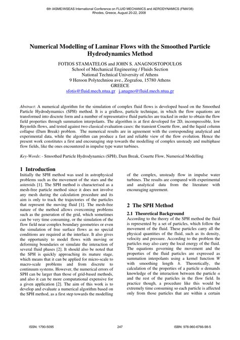 Pdf Numerical Modelling Of Laminar Flows With The Smoothed Particle Hydrodynamics Method