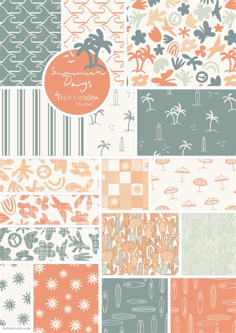 Seaside Romance Suns Shell Patterns Surface Pattern Design Artofit