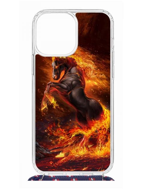 Чехол на Айфон 13 Про Макс MagSafe, с рисунком Kruche Print Конь огонь ...