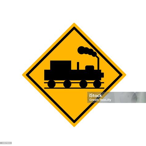 기차 철도 교통 도로 표지판 벡터 그림 흰색 배경 레이블에 격리 가장자리에 대한 스톡 벡터 아트 및 기타 이미지 가장자리