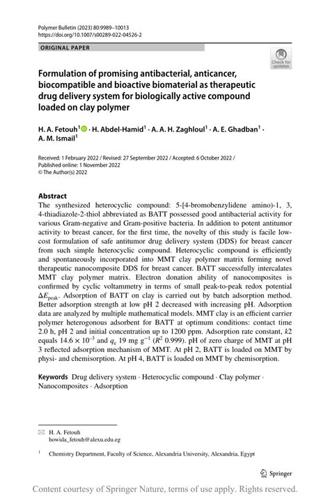 Pdf Formulation Of Promising Antibacterial Anticancer Biocompatible And Bioactive