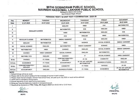 Pt 1 Ut 1 Time Table 2025 26 Pdf