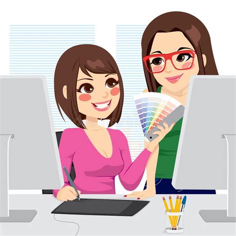 Graphic Designer And Assistant Stock Vector Illustration Of Female