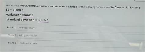 solved 6 calculate population ss variance and standard