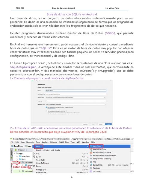 base de datos en android pdf bases de datos android sistema