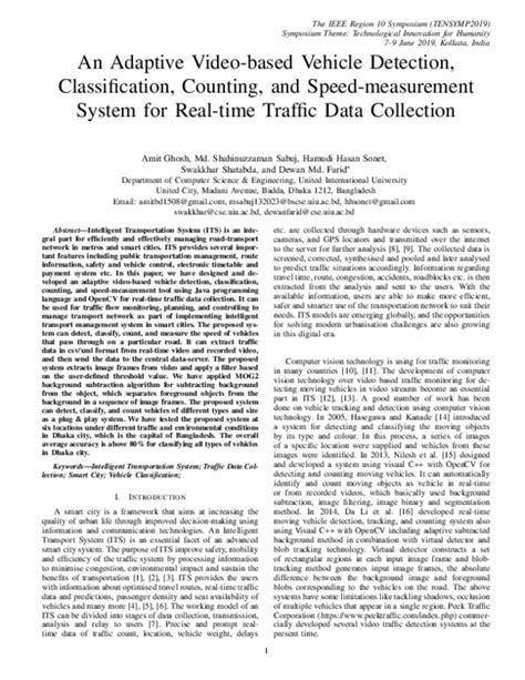 Pdf An Adaptive Video Based Vehicle Detection Classification Counting And Speed Measurement