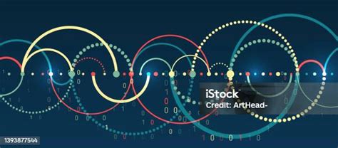 정렬 데이터 조각화 처리 비즈니스 분석 파동과 입자의 형태로 정보의 흐름 많은 양의 데이터를 시각화합니다 정보의 추상적 인 변환