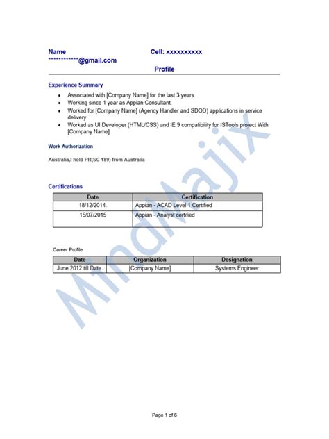 Appian Sample Resume 2 Pdf Information Technology Management Information Technology