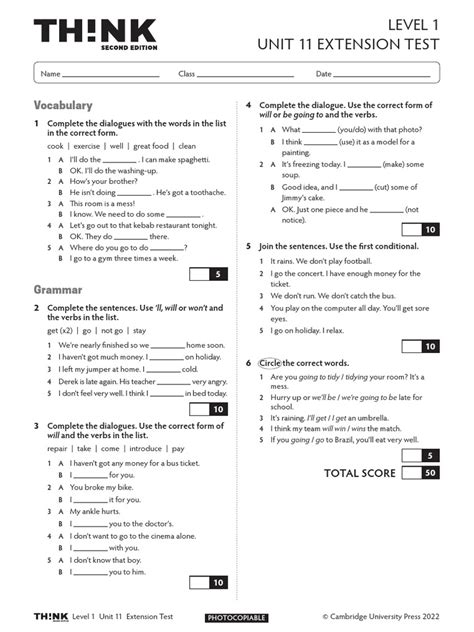 Thk2e Bre L1 Unit Test Extension 11 Pdf Syntax Cognition