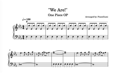 One Piece Op We Are Easy Piano Sheet Music