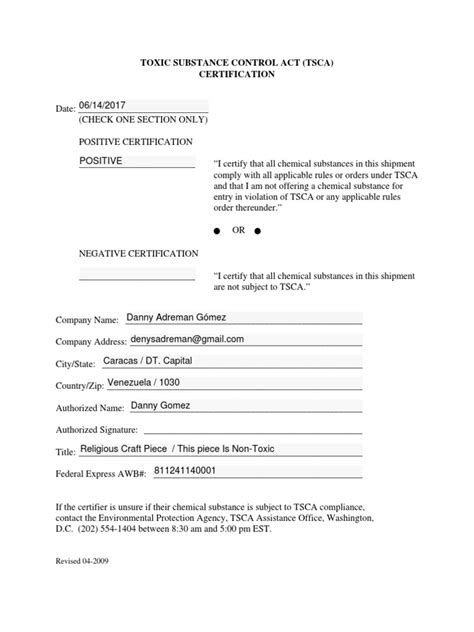 01 Uss002 Toxic Substance Control Act Tsca Pdf
