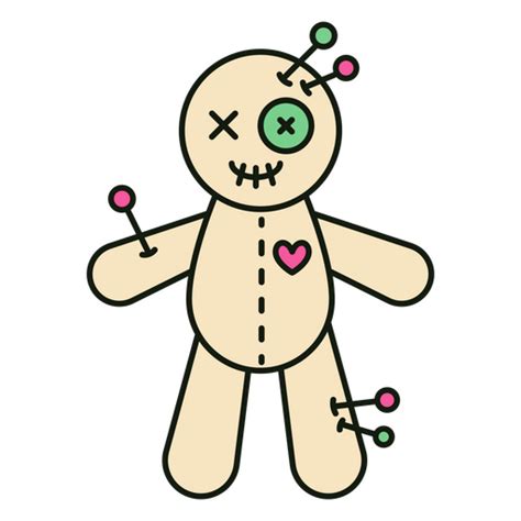 Design Png E Svg De Boneca Vodu De Pelúcia Com Alfinetes E Um Coração