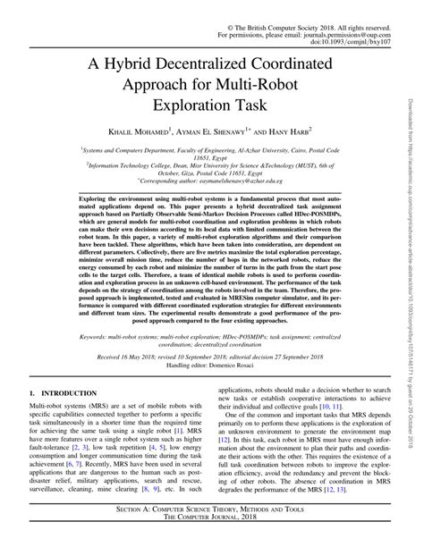 pdf a hybrid decentralized coordinated approach for multi robot
