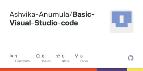 GitHub Ashvika Anumula Basic Visual Studio Code