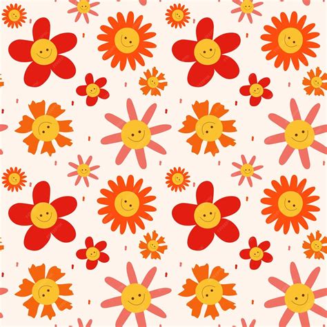 Premium Vector Seamless Pattern Of Bright Hippie Colors With 60s 70