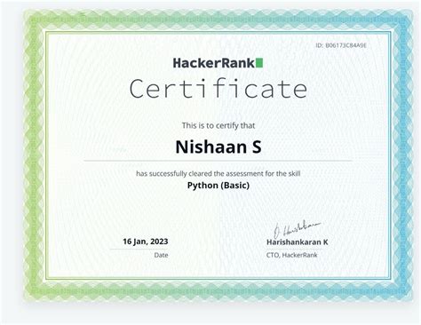 Nishaan S On Linkedin Python Programming Hackerrank