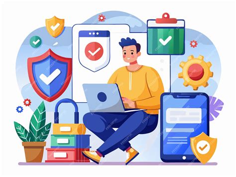 Cybersecurity And Data Protection Vector Art Of Online Security With