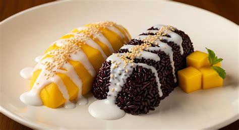Mango Sticky Rice A Delicious Thai Dessert With Black Rice And Coconut