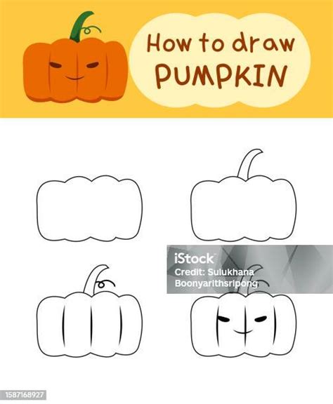 아이들을 위해 호박을 단계별로 그리는 방법 교육 색칠하기 책 0명에 대한 스톡 벡터 아트 및 기타 이미지 0명 가을 공부 Istock