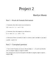 MAC 1114 Project 2 Docx Project 2 Marilyn Muniz Part 1 Proofs