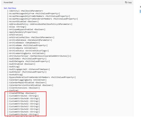 Powershell Set Mailbox Exchange Online Cmdlet Doesn T Recognize CustomAttribute Parameter