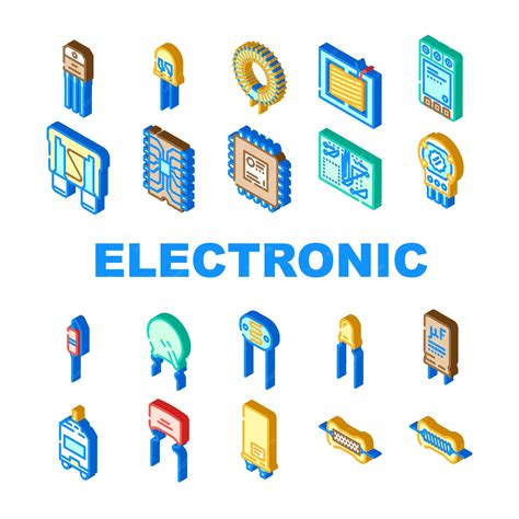Premium Vector Component Electronic Chip Icons Set Vector Microchip Circuit Hardware