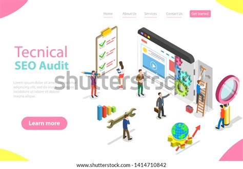 Isometric Flat Vector Landing Page Template Stock Vector Royalty Free 1414710842 Shutterstock
