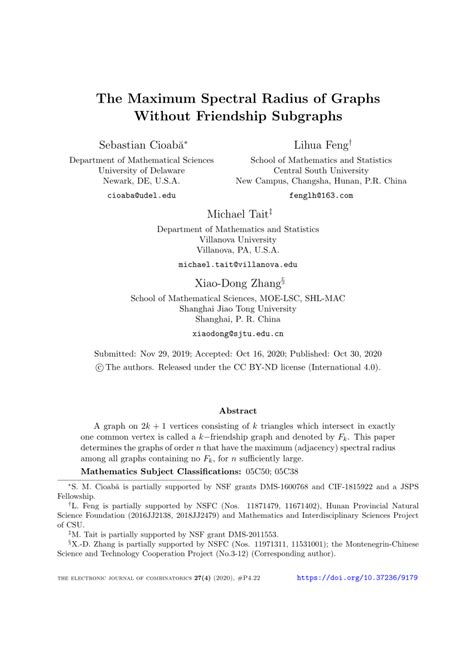 Pdf The Maximum Spectral Radius Of Graphs Without Friendship Subgraphs