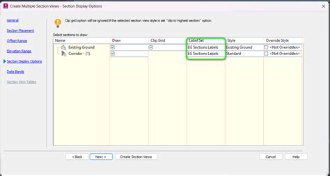 applying label sets in section view civil whiz