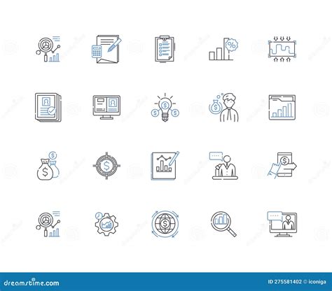 Scrutinization Line Icons Collection Inspection Analysis Audit
