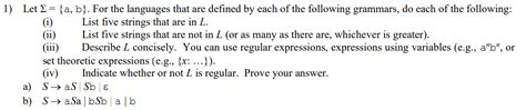 Solved Let Σ a b For the languages that are defined by Chegg