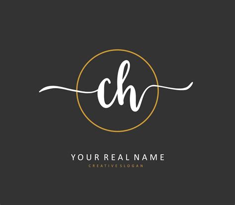 C H CH Initial letter handwriting and signature logo. A concept ...