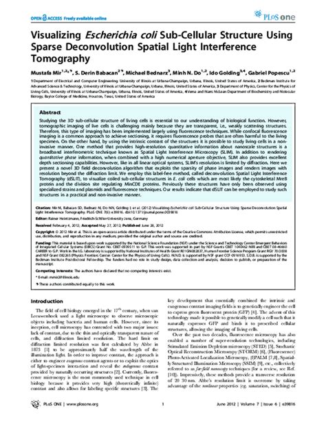 Pdf Visualizing Escherichia Coli Sub Cellular Structure Using Sparse Deconvolution Spatial
