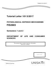FIS TUT B Pdf FIS Tutorial Letter PHYSIOLOGICAL DEFENCE